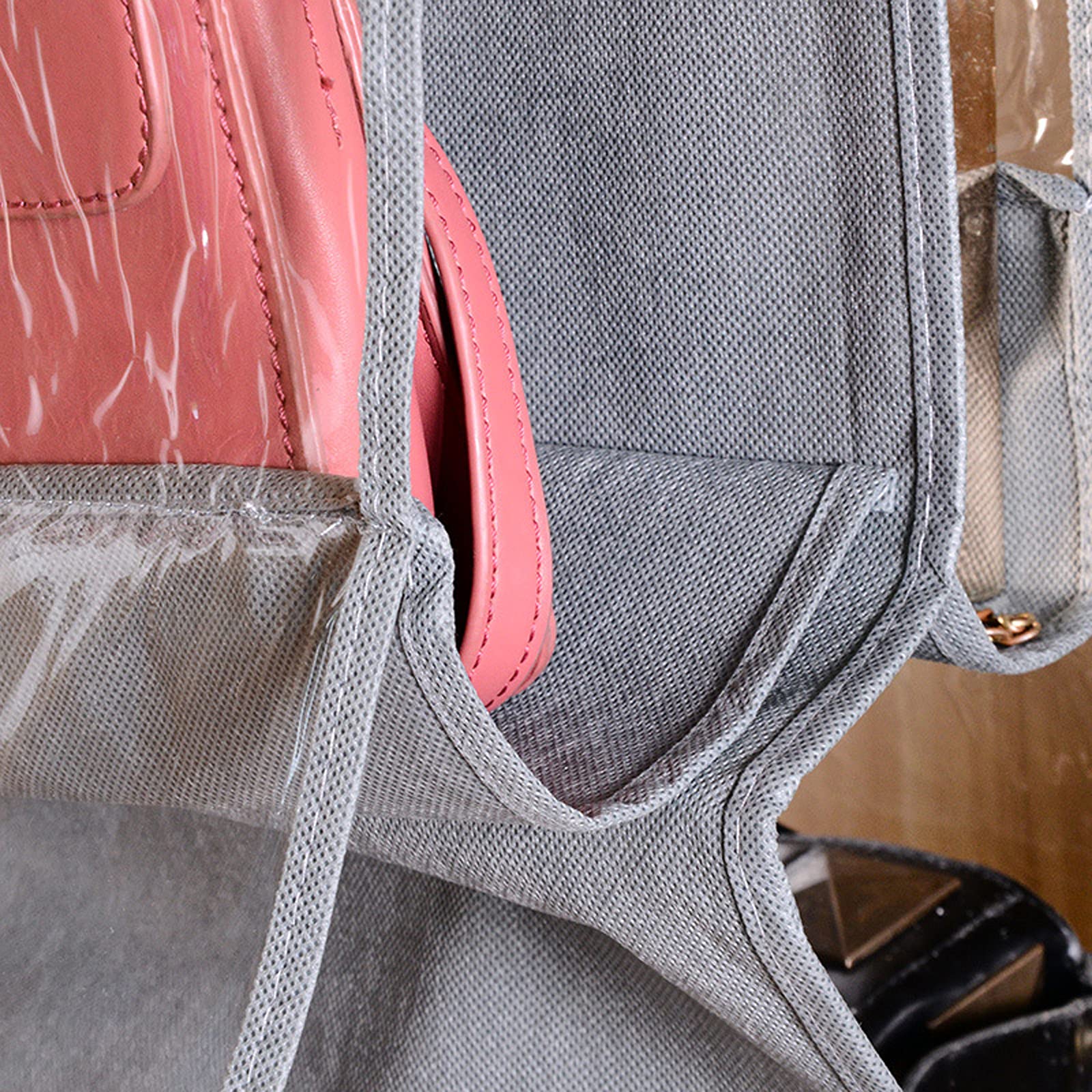ZARSIO 6 Pockets Hanging Handbag Organizer Dust Proof Storage Holder Bag for Wardrobe Closet Set of 2 (Gray)