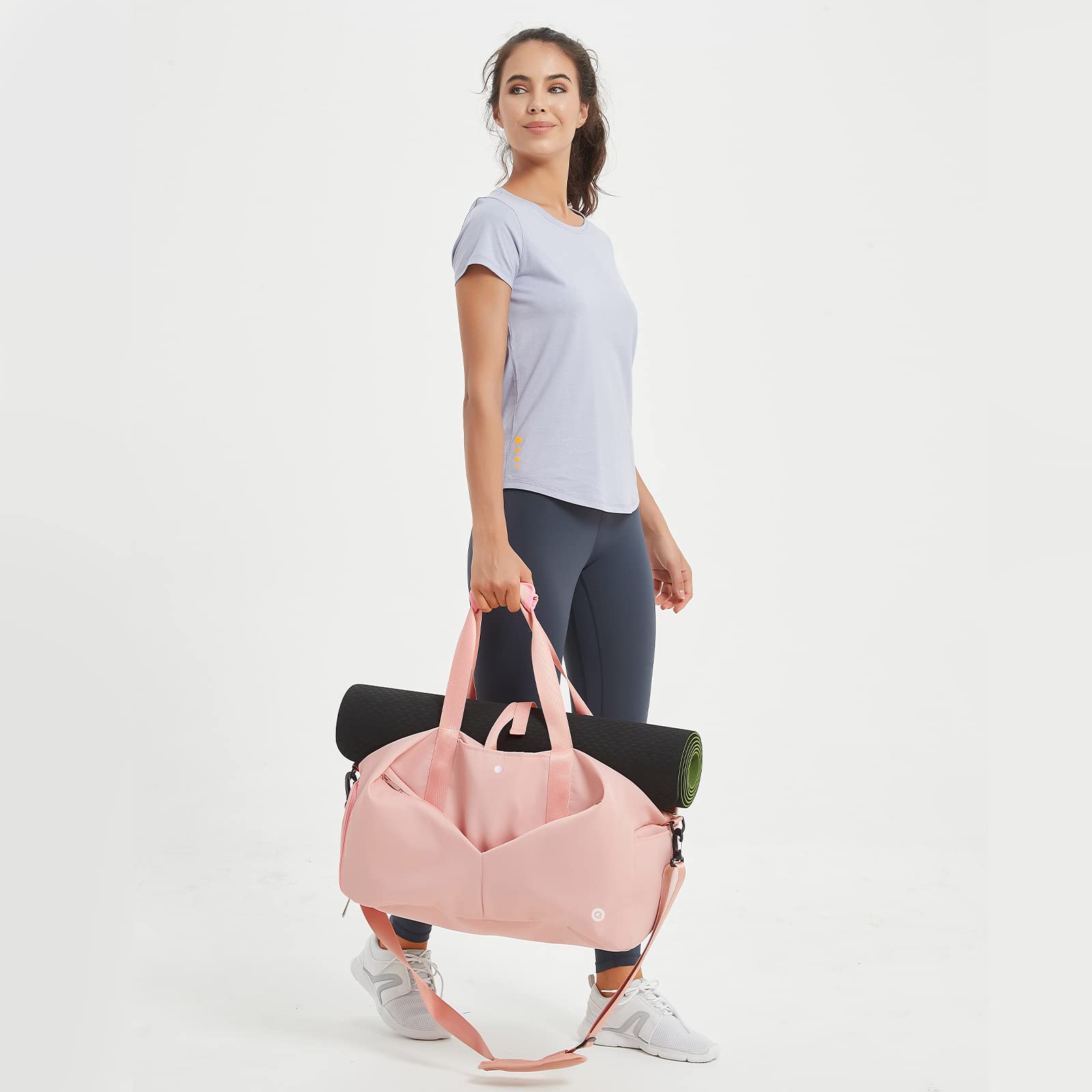 Ceneda 20" Gym Duffel Bag with Wet Pocket Shoes Compartment Portable Overnight Weekender Bag Travel bag Yoga Bag for Women (Celadon)
