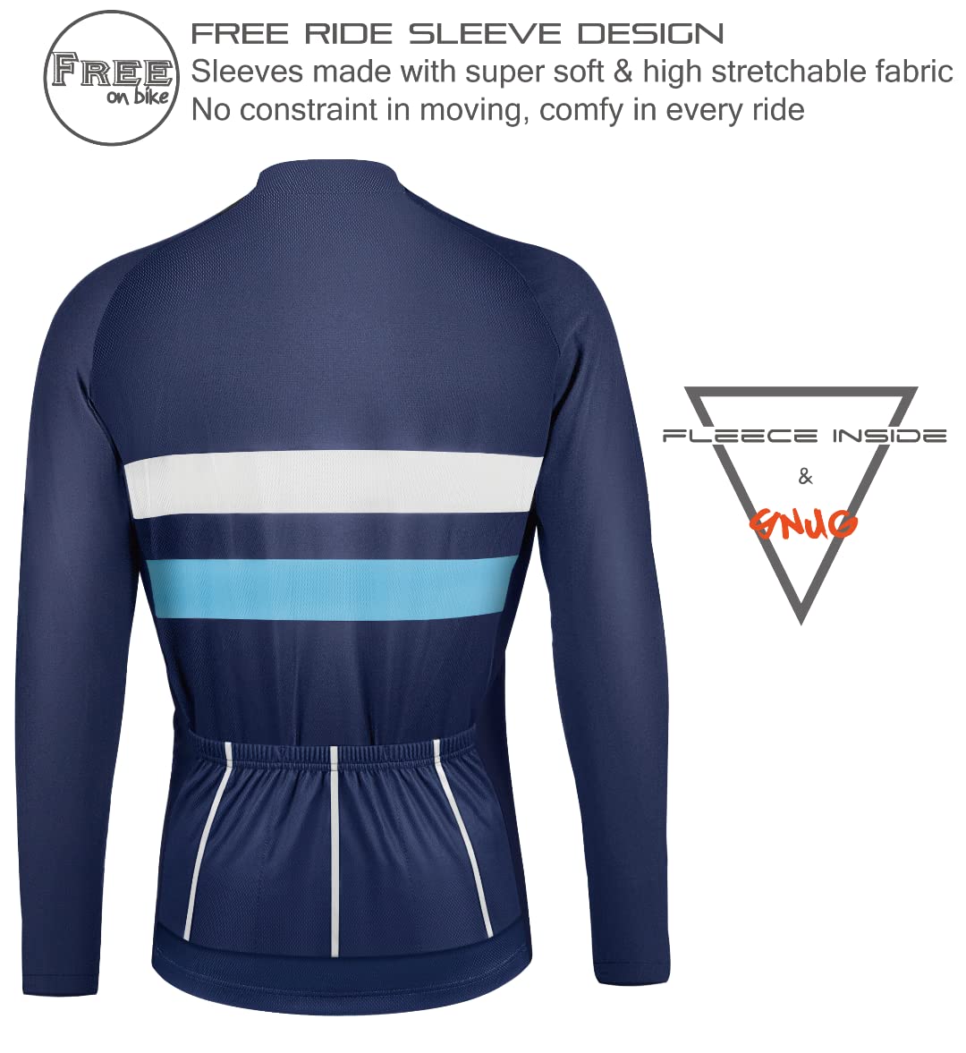 CEROTIPOLAR Snug Fit Cycling Bike Jerseys Fleeced, Fall Winter Long Sleeve Bicycle Jackets