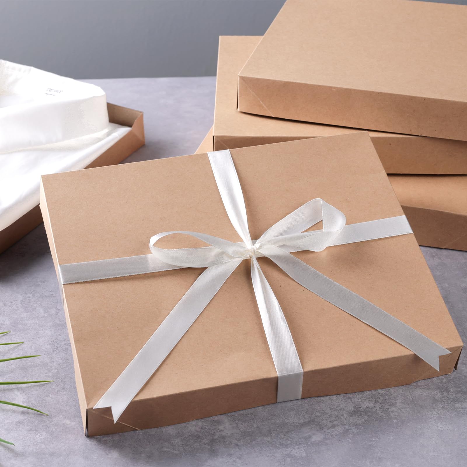 JOHOUSE 5PCS Gift Boxes with Lids, Gift Box Bulk Brown Shirt Boxes for Gifts 11.8 x 9.5 x 1.6 Inches