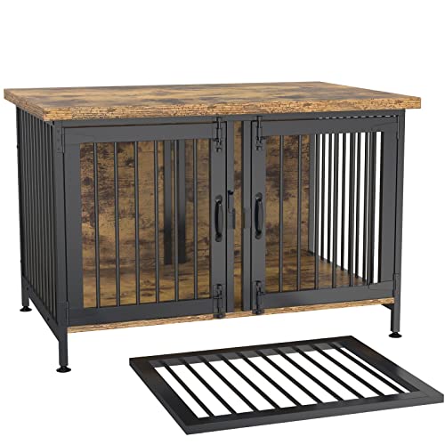 GDLF Double Dog Crate with Divider for 2 Small Dogs or 1 Dog, Furniture Style Kennel Indoor Cage with Removable Panel (Int.dims:36.2”Wx24.5”Dx21”H)