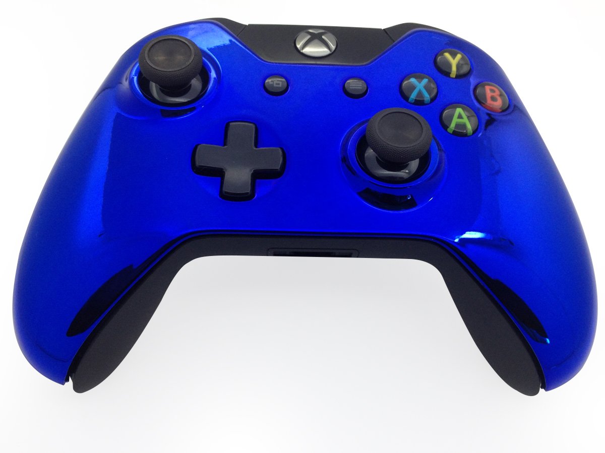 Chrome Front Housing Shell Cover Mods for Xbox One Controller (Dark Blue)
