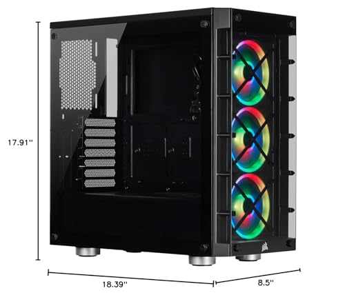 Corsair Icue 465X RGB Mid-Tower ATX Smart Case, Black