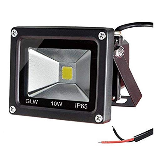 GLW® 10w 12v Ac or Dc Warm White Led Flood Light Waterproof Outdoor Lights 750lm 80w Halogen Bulb Equivalent Black Case