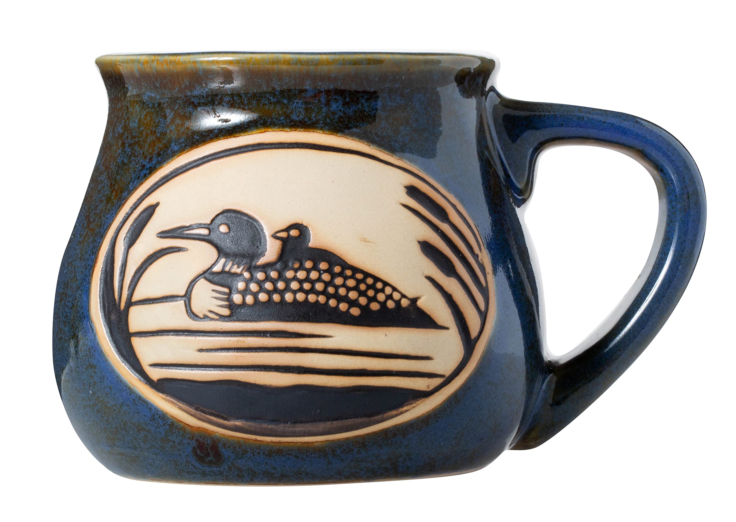 Cape Shore Handcrafted Bean Pot Stoneware 16oz Mug, Multiple Styles Available (Loon)