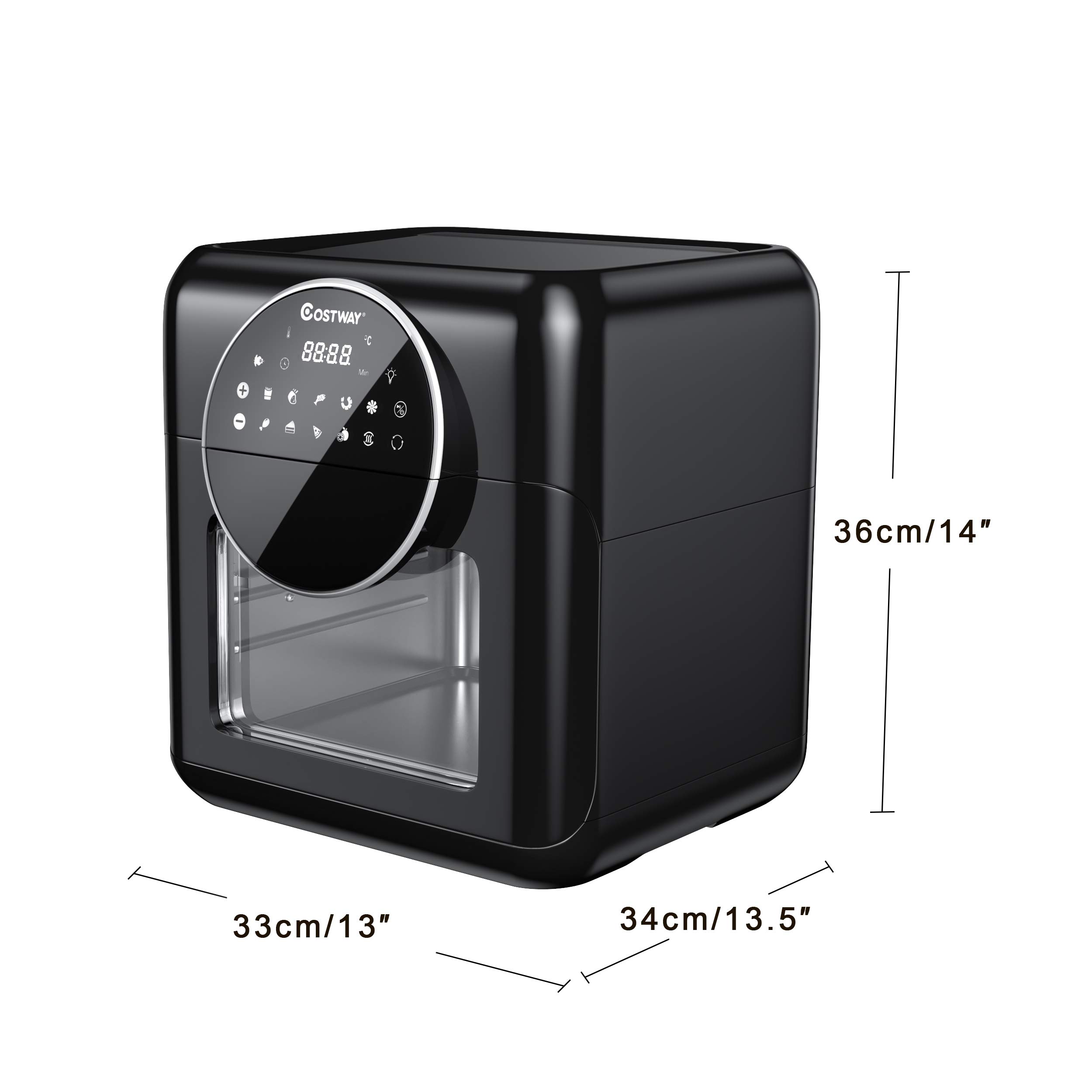 Costway 10.5QT Electric Air Fryer Oven with Digital Touch Screen, 1500W, Oil-Free, Black