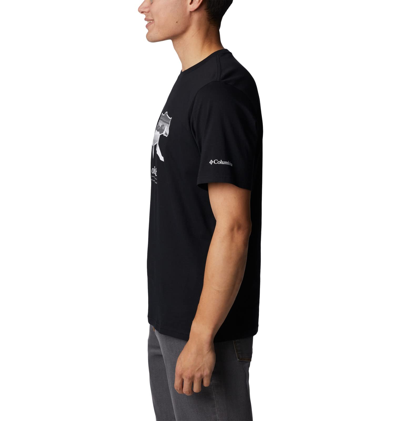 Columbia Men's Rockaway River Outdoor Short Sleeve, Black/Scenic Stroll Graphic, Large
