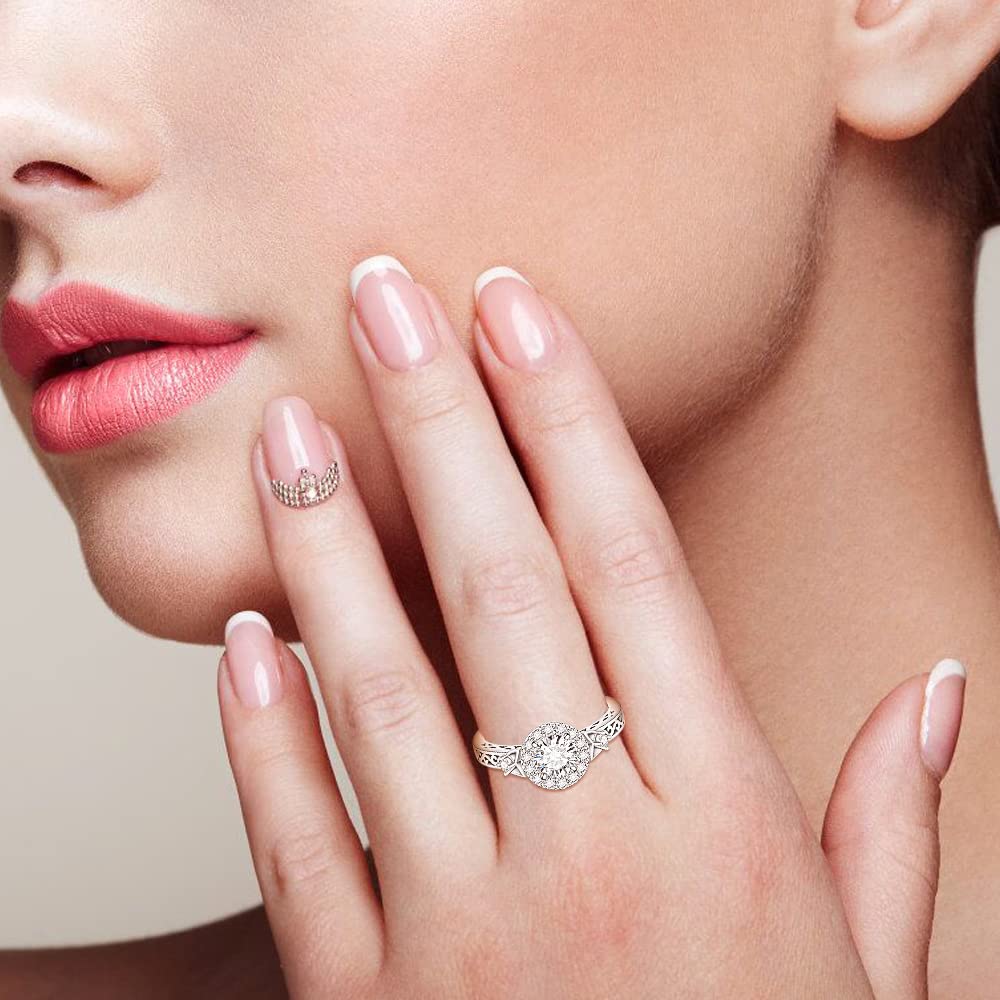 Celtic Knot ring Sterling Silver Cubic Zirconia Diamond Engagement Rings for Women Round Cut Celtic Infinity Wedding Promise Rings for Her Solitaire Anniversary Size 9