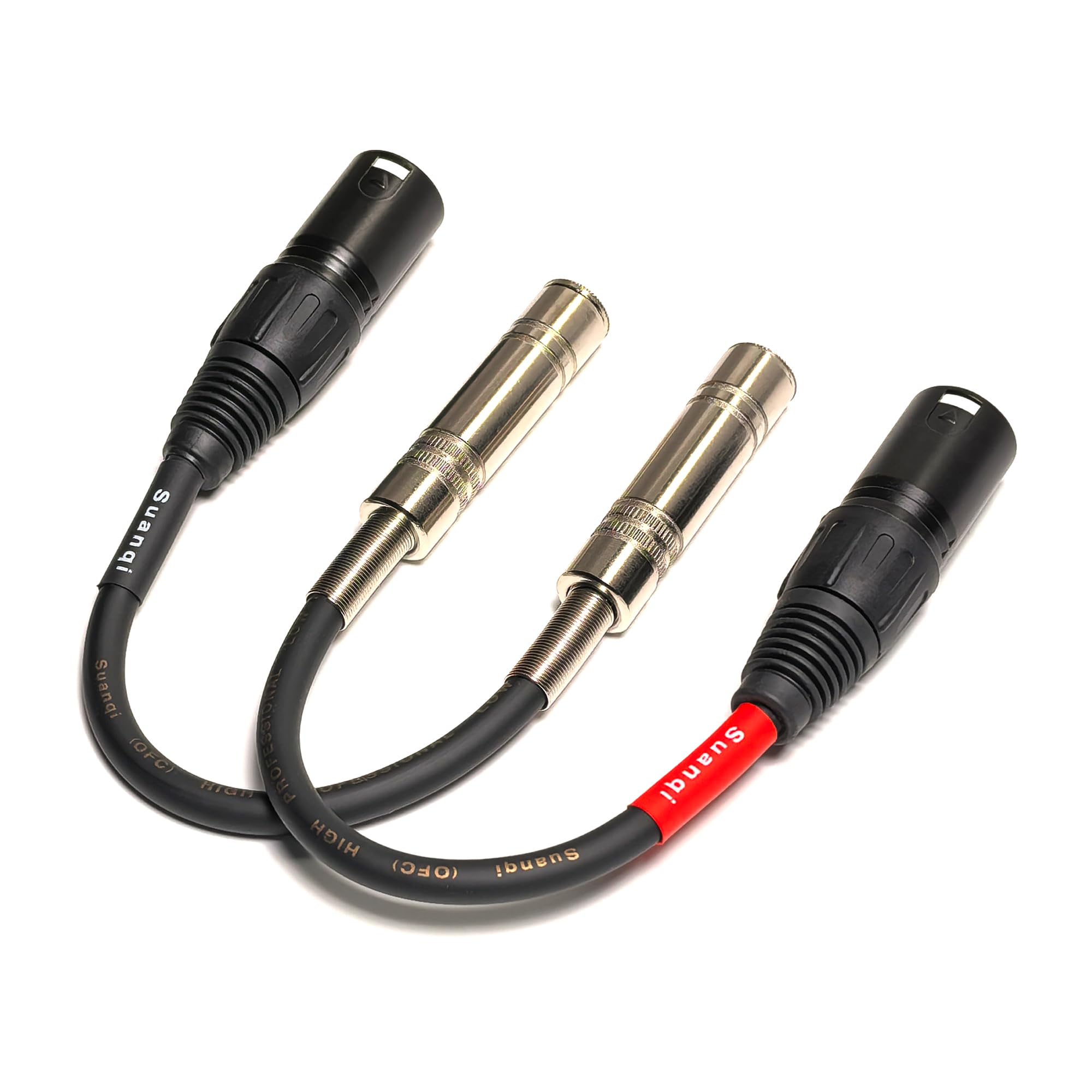 Suanqi XLR Male to 1/4 inch TRS Female Adapter Cable, 6 inch, 2 Pack (XLR Male to TRS Female)