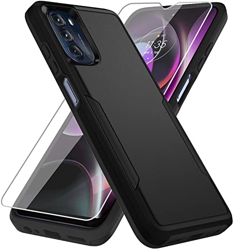 Warsia for Moto G 5G 2022 Case,Motorola G 5G 2022 Case with Screen Protector[Military Grade Drop Tested] Heavy-Duty Tough Rugged Shockproof Protective Case for Motorola Moto G 5G 2022, Black