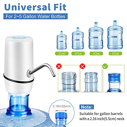 Water Dispenser for 5 Gallon Bottle, Electric Drinking Water Pump Portable Automatic Water Pump for Camping, Kitchen, Home, Office, Car, Fits for Indoor and Outdoor
