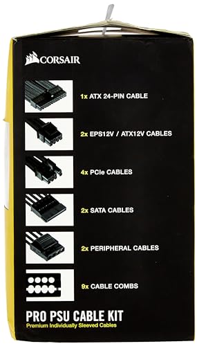 CORSAIR Premium Individually Sleeved PSU Cables Pro Kit for Corsair PSUs – Black, 2 Year Warranty