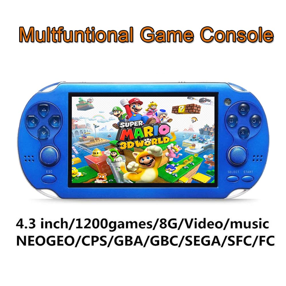 songlan-'A3' Classic 4.3" Portable Dual Joystick Handheld Game Console 10500+ Free Games 8GB Multifunctional Rechargeable Video Game Console Video Audio/Video/Music/E-Book/Picture/Recording