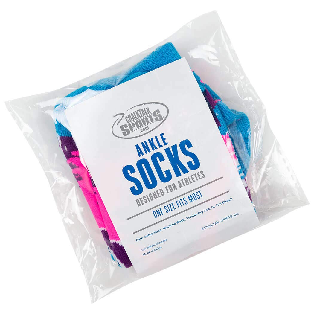ChalkTalkSPORTS Volleyball Athletic Ankle Socks | Volleyball Tie-Dye Swirl