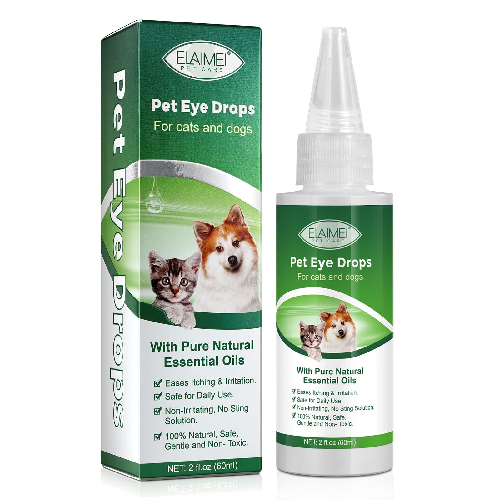 Dog Eye Drops, Eye Cleaner for Dogs & Cats Supports Eyes Infection Relief, Redness & Allergy Eyes Relief, Remove Tear Stain & Eye Debris - Pet Eye Gentle Care Supplement Cats Drops for Eyes - 2 fl oz…
