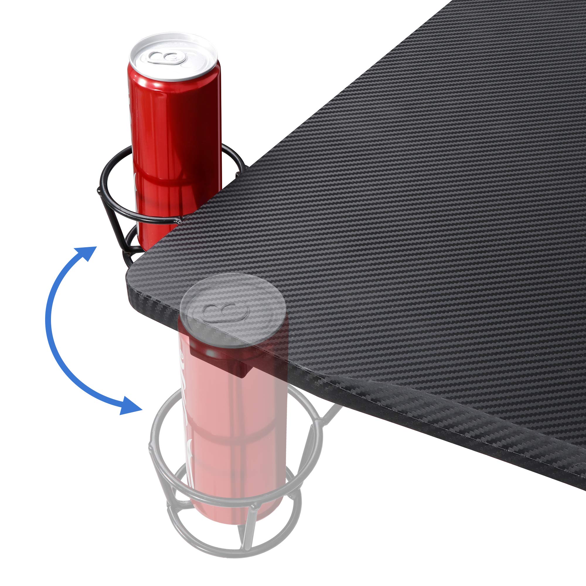 SUPER DEAL Gaming Desk 45" W x 23" D x 30" H Home Office Computer Desk w/Power Outlet, Free Red and Blue Stickers, Cup Holder, Headphone Hook, Black