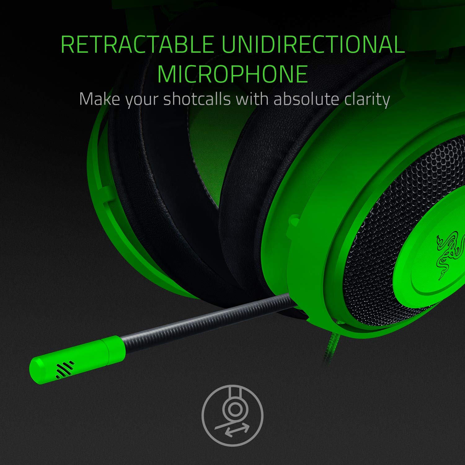 Razer Kraken - Cross-Platform Wired Gaming Headset (PC, PS4, Xbox One & Switch, 50mm Diaphragm, 3.5mm Cable with in-line Controls) Green (Renewed)