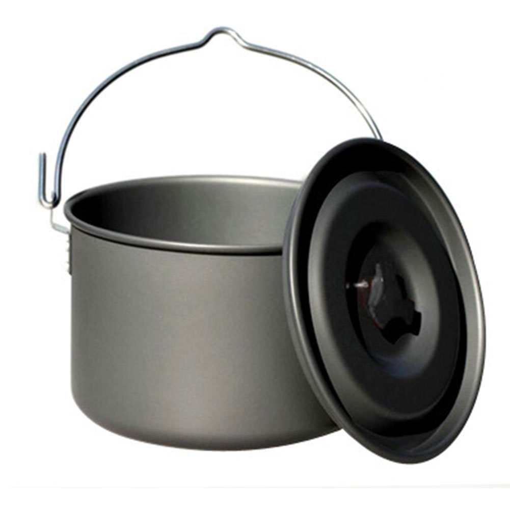 Camping Pot - Portable Camping Hanging Pot Outdoor Cooking Kettle with Lid Pan Cookware for Camping Hiking Fishing Picnic Backpacking