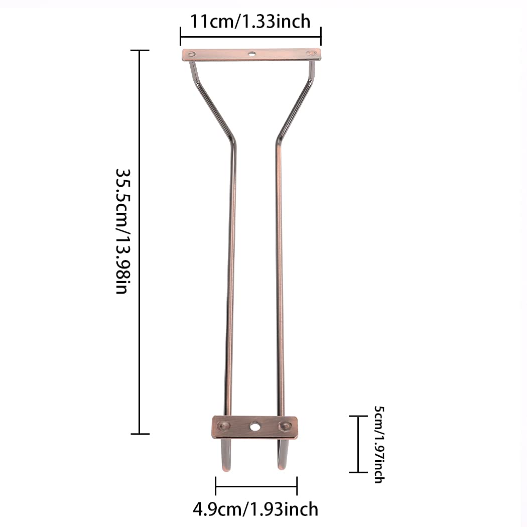 Dianoo 35.5cm Bronze Wine Glass Rack Under Cabinet, 1 Row, Holds 3-4 Glasses