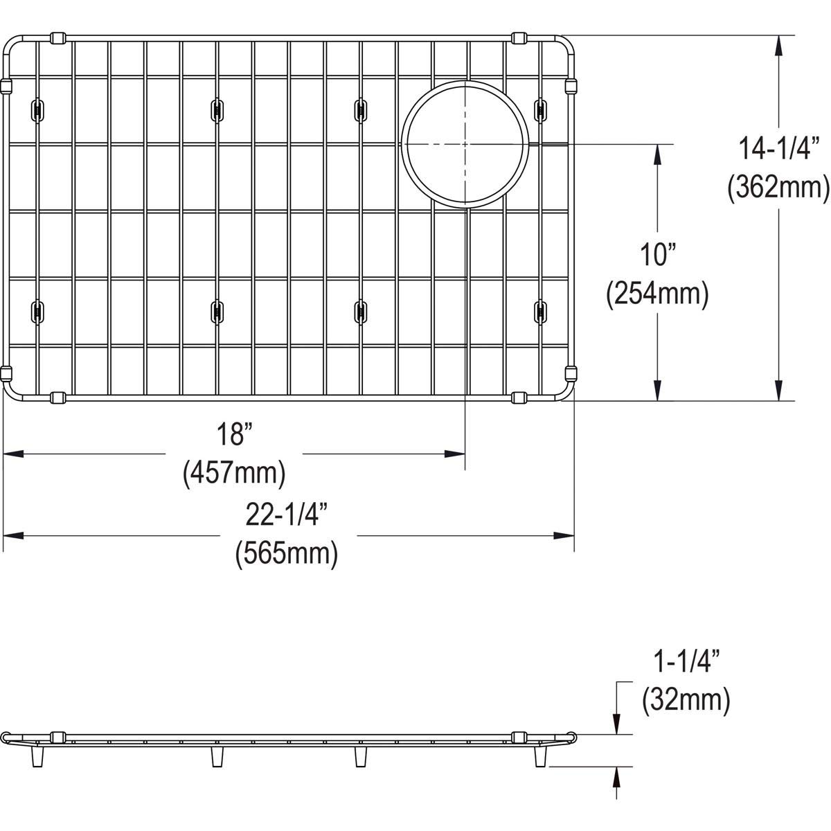 Elkay Crosstown CTXBG2214 Stainless Steel 22-1/4" x 14-1/4" x 1-1/4" Bottom Grid