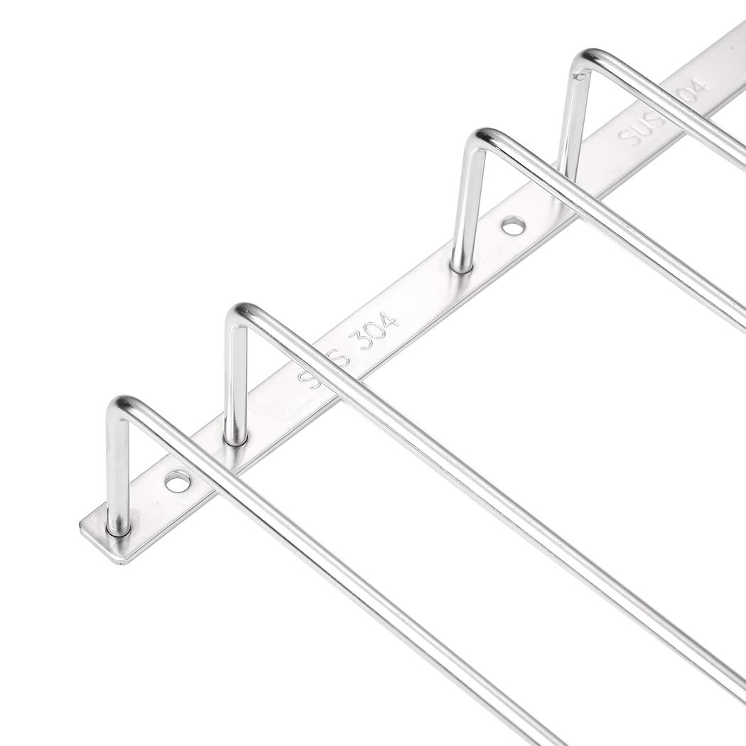 Dianoo Wine Glass Rack Under Cabinet, 304 Stainless Steel Wine Glasses Holder, Stemware Racks Storage For Bar Kitchen 30cm 3 Rows