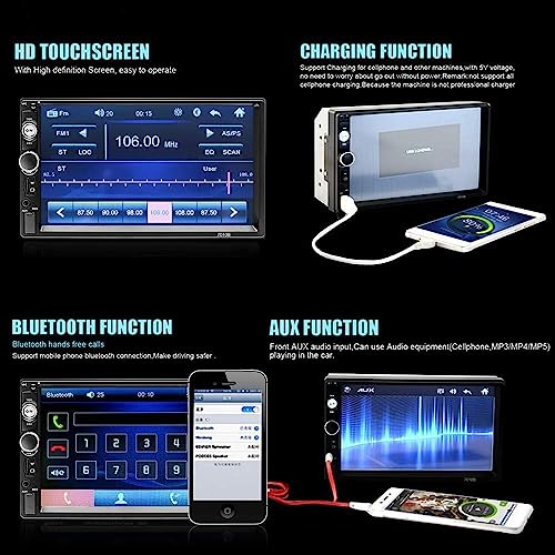 Gxegauy Double Din Car Stereo, 7 Inch Stereo with Bluetooth Compatible Apple Carplay and Android Auto, Audio Receivers HD Touchscreen,FM Radio, USB/TF/AUX Port