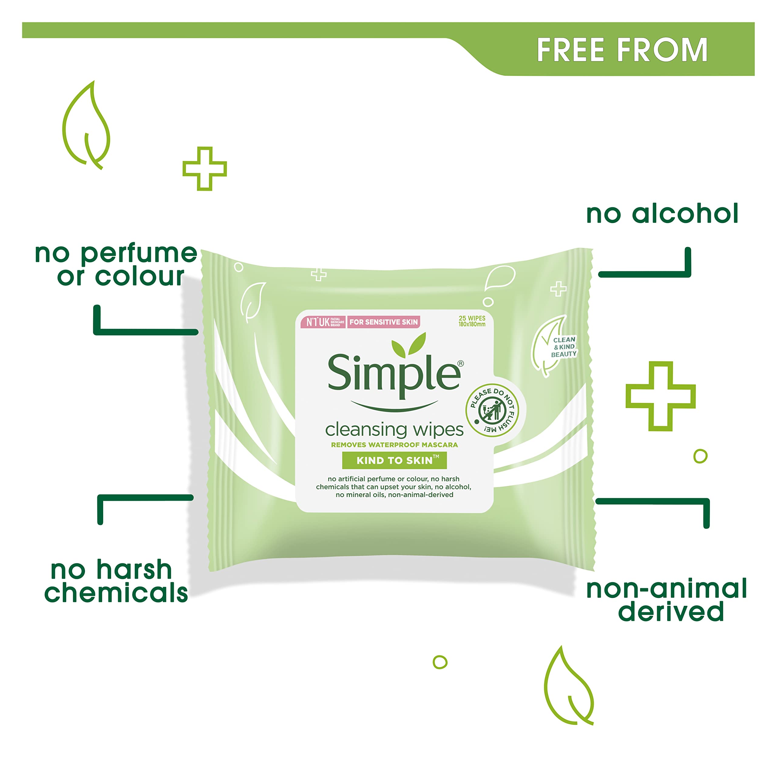 Simple Kind To Skin Cleansing Facial Wipes - 25 Wipes