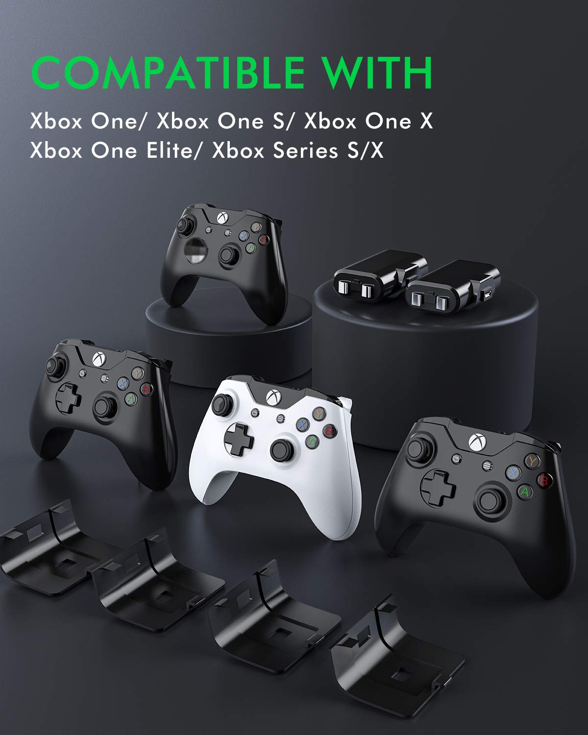 Controller Charger Station for Xbox One/Xbox Series X|S, OLCLSS Controller Battery Pack for Xbox Series X|S/Xbox One/Xbox One S/Xbox One X/Xbox One Elite Controller with 2x1100mAh Rechargeable Battery