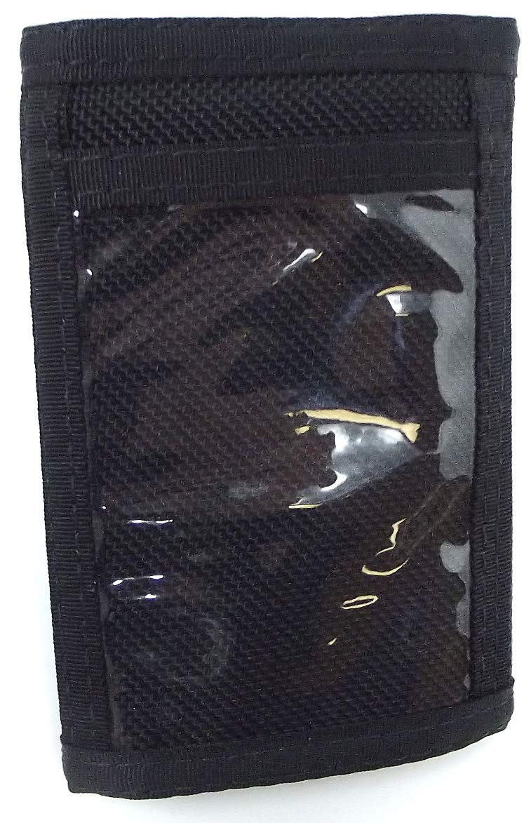 Trifold with Inside and Outside ID Window. Black Ballistic Nylon. Made in USA. (Black)