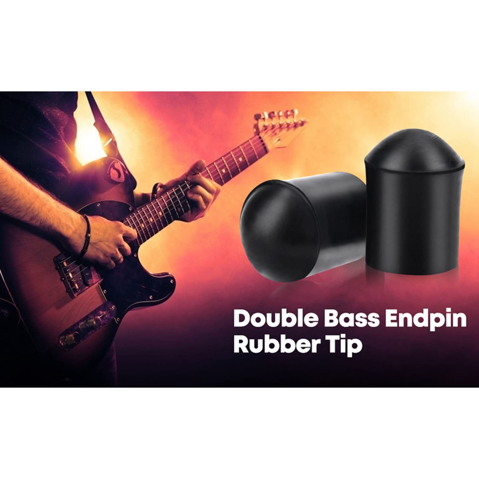 Vbestlife Double Bass Endpin Rubber Tip Stopper, Set of 2 Upright Bass Parts Replacement Rubber Tip for Double Bass End Pin Protector Black