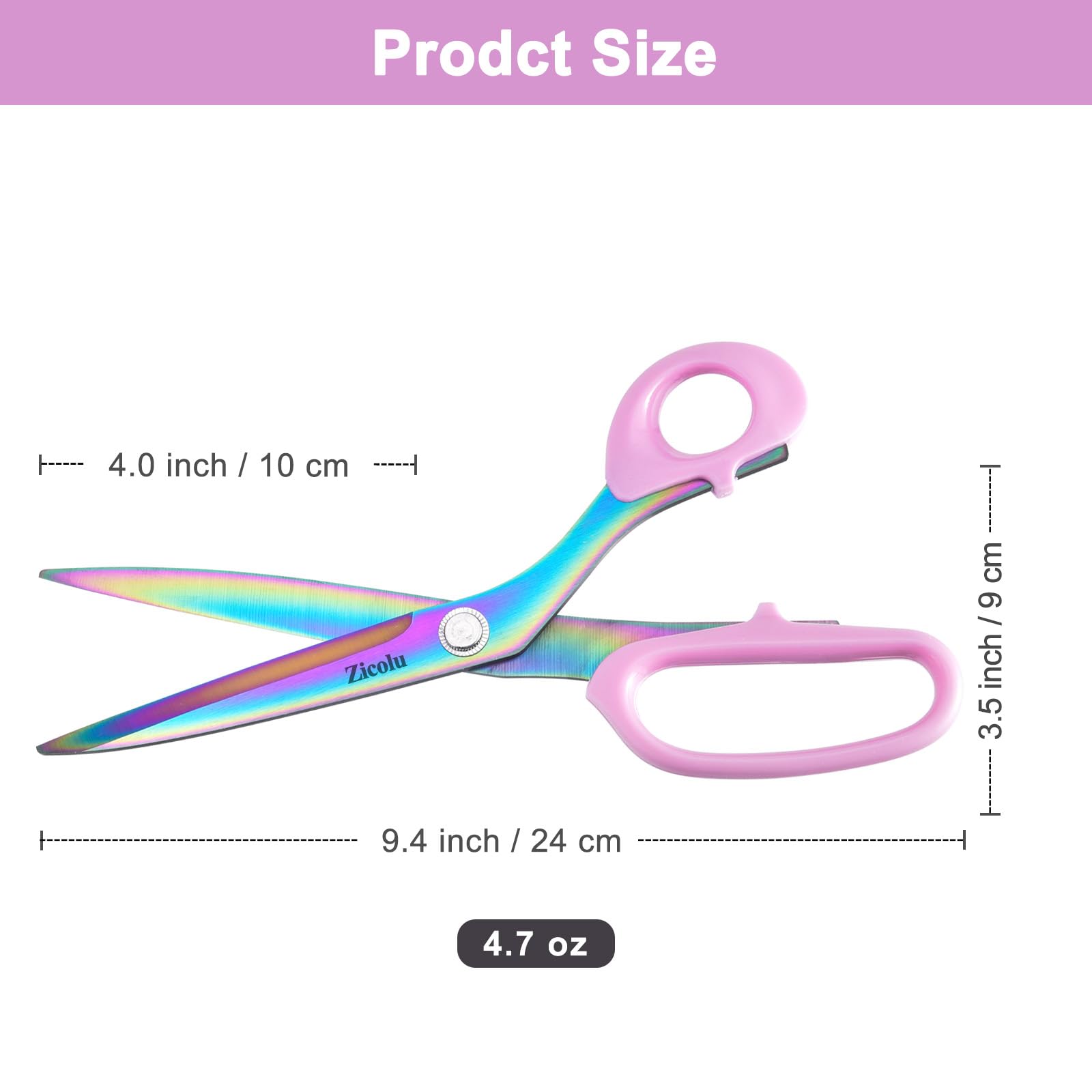 Fabric Scissors, 9" Titanium Coating Sewing Scissors, All Purpose Sharp Heavy Duty Fabric Scissors for Cutting Clothes Leather Classic Stainless Steel Professional Fabric Shears for Tailor Home, Pink