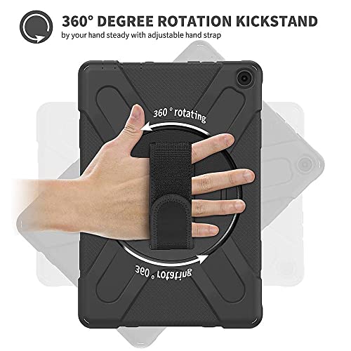 SaharaCase Protection Hand Strap Series Case for Amazon Fire HD 10 (2021) and Amazon Fire HD 10 Plus (2021) [Shockproof Bumper] Kickstand Rugged Protection Anti-Slip Grip - Black