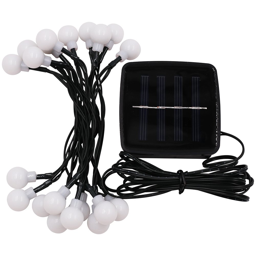 XUNATA 16ft Solar String Lights, Flexible Waterproof 20 LEDs White Ball Lights for Indoor Outdoor Home Patio Lawn Garden Party Holiday Decorations(Warm White)
