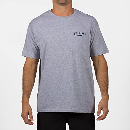 Salt Life Atlas Badge Short Sleeve Classic Fit Shirt, Athletic Heather, X-Large