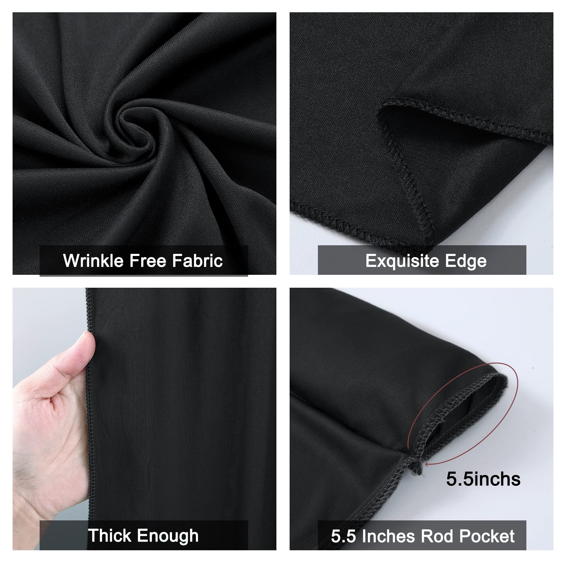 CO-AVE 10x10ft White Backdrop Curtain for Parties Wrinkle Free Wedding Baby Shower Curtain Backdrop for Birthday Party Background Decorations White Fabric Drapes 5x10ft, 2 Panels