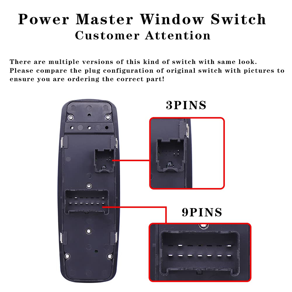 Cerobit Driver Side Power Master Window Switch for 2009 2010 2011 2012 Dodge Ram 1500 2500 3500 Replaces OEM# 4602863AD 4602863AB 4602863AC