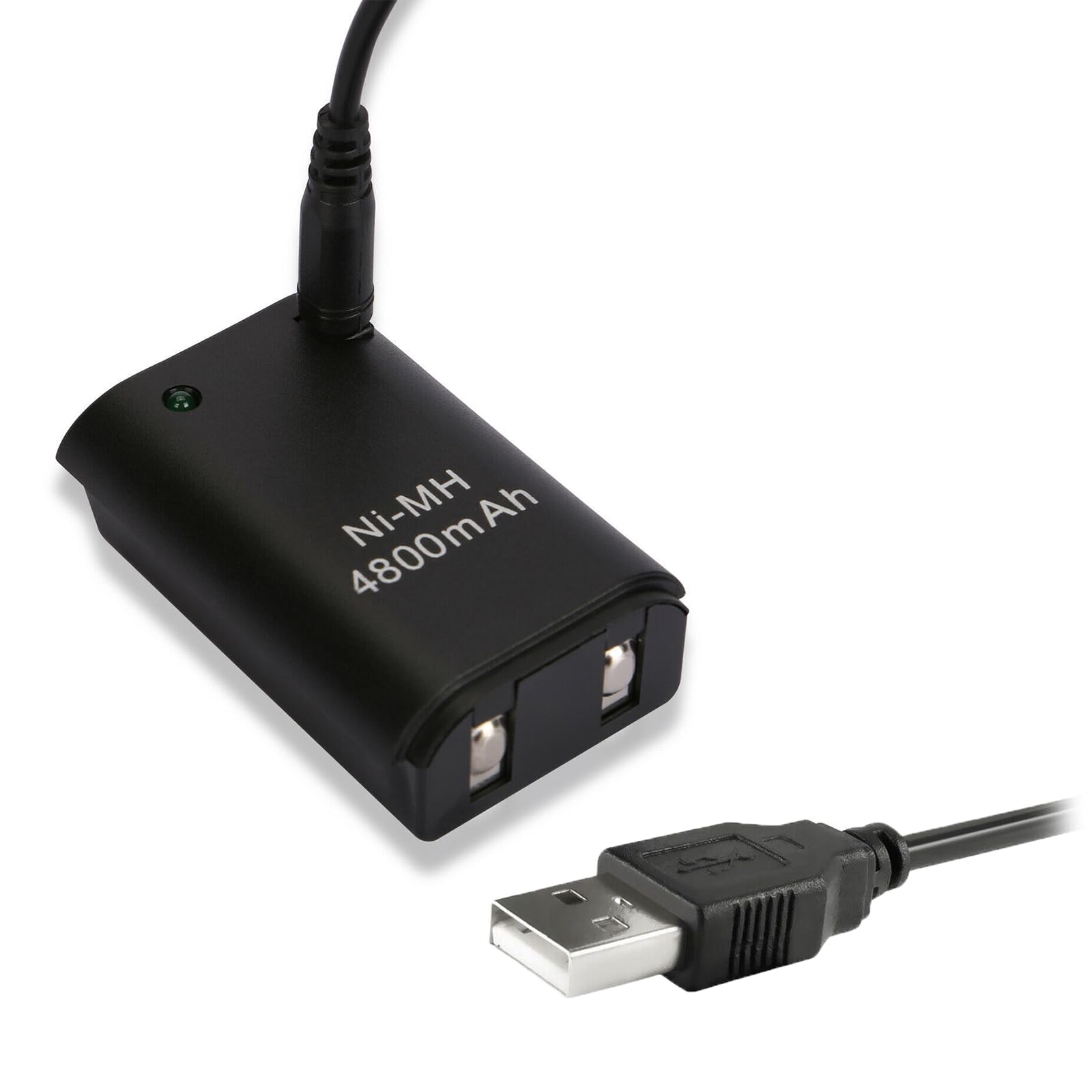 CICMOD Battery Pack for Xbox 360 Remote Controller 2pcs Ni-MH Rechargeable Batteries USB Cable Black