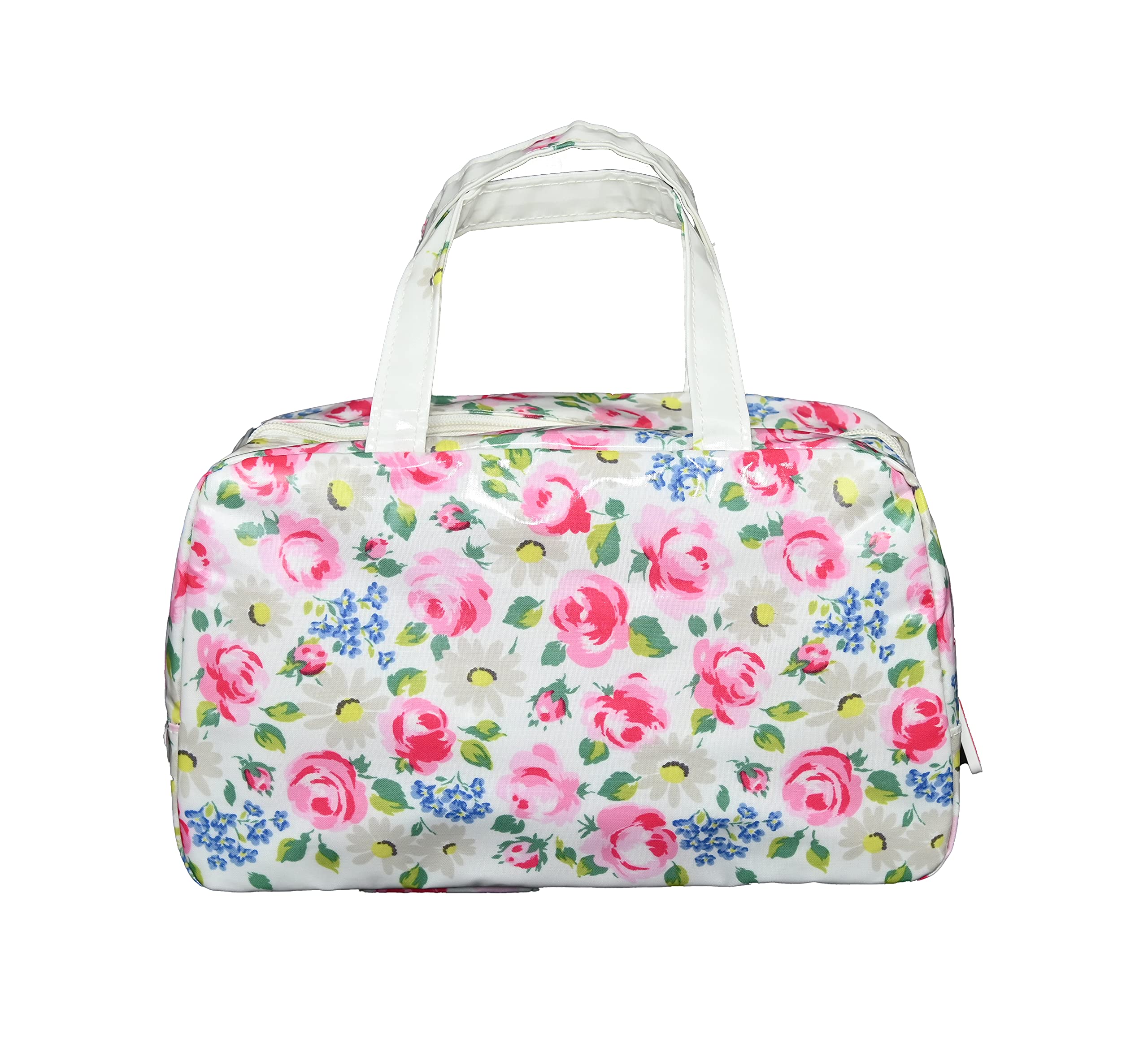 Cath Kidston Large Wash Bag Toiletry Bag with Handles in Rose Design in Warm Cream Oilcloth