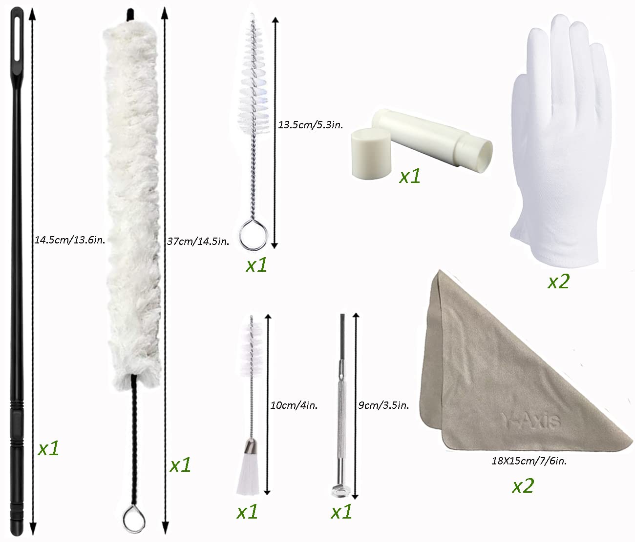 Y-Axis 10 Pcs Flute Cotton Cleaning Brush Kit