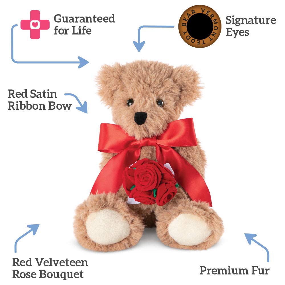 Vermont Teddy Bear I Love You Teddy Bear - Bear Plush Rose Bouquet 13 Inch
