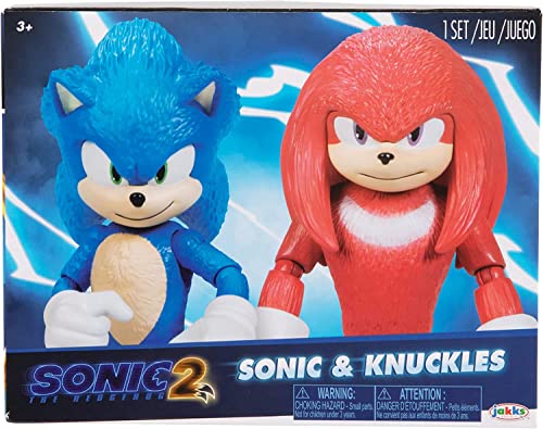 Sonic the Hedgehog Sonic 2 Movie 4" Action Figure 2 Pack - Sonic & Knuckles , Red
