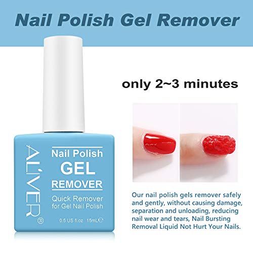 Gel Nail Polish Remover(15ML) - Professional Removes Nail Polish in 3-5 Minutes, Quickly & Easily, Not Hurt Nails with 1 PCS Cuticle Pusher + 1 PCS Nail Polish Scraper Blue
