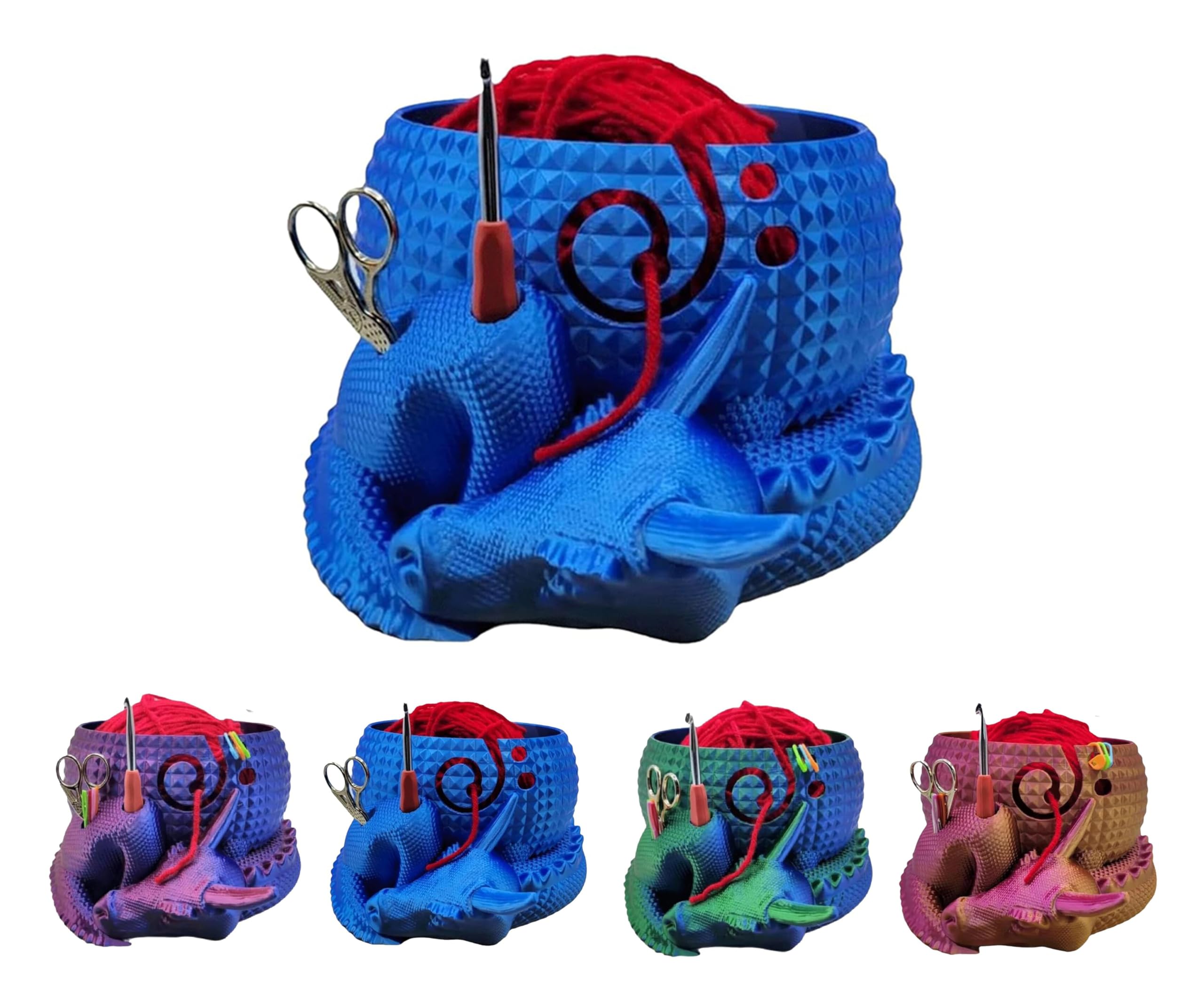 Fantasy Dragon Egg Knitting Yarn Bowl, Crochet Yarn Bowl for Knitting, Yarn Knitting Accessories Storage Box DIY Knitting Crochet Twisted Yarn (Blue)