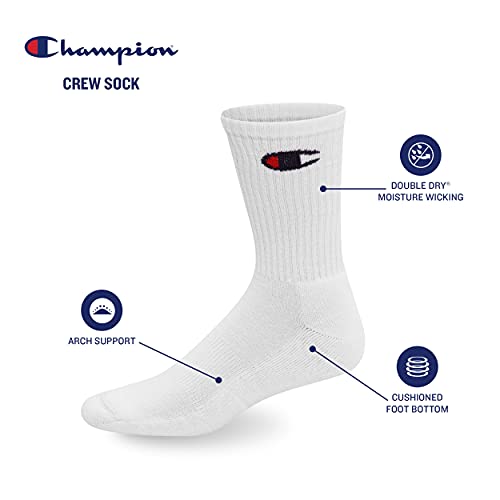 Champion Men's Ankle Sock (Pack of 6 Pair) with Gift Box, Black, 6-12