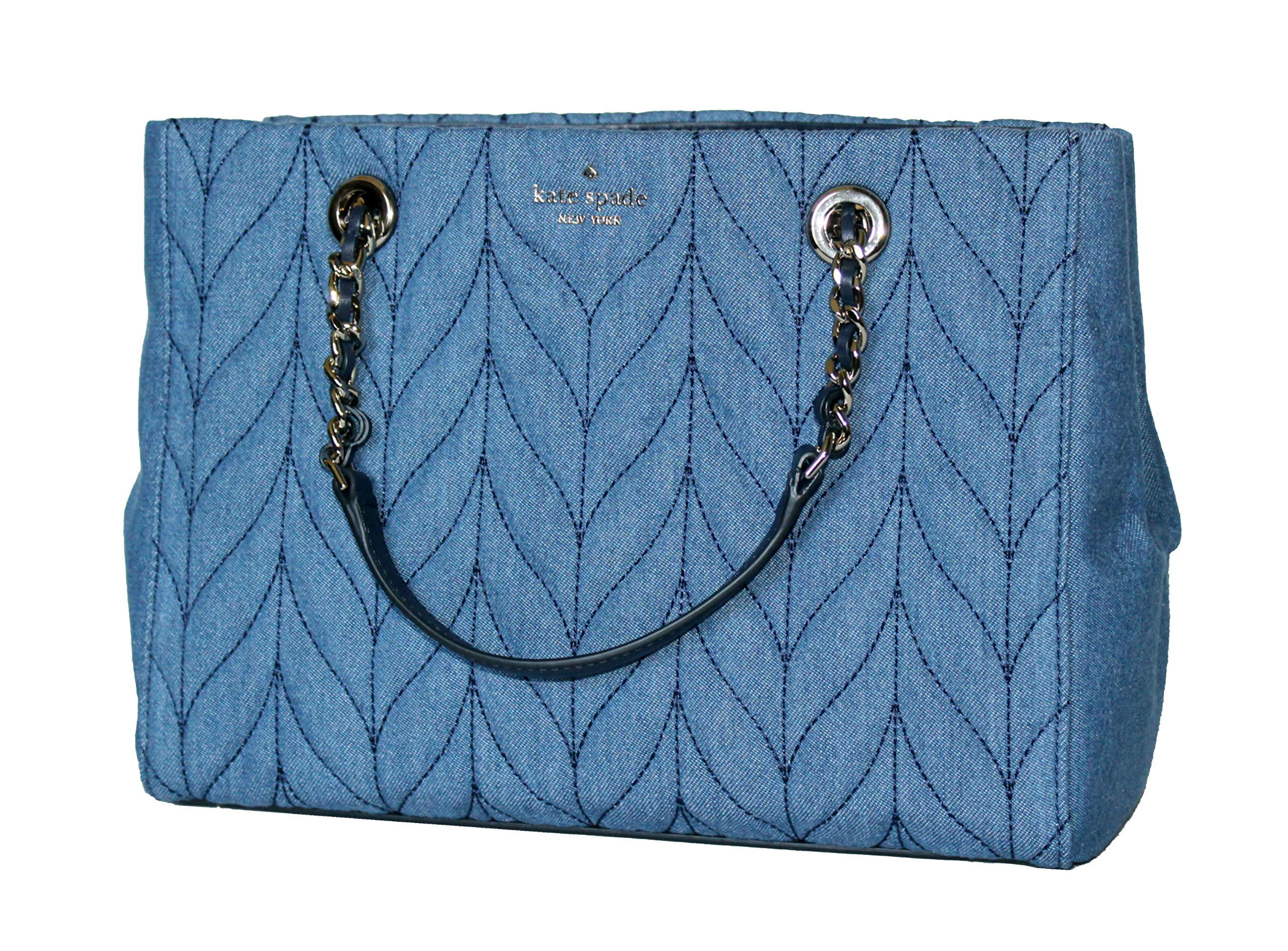 Kate Spade New York Meena Briar Lane Quilted Purse Women's Denim Handbag, 12"H x 8"W x 5"D