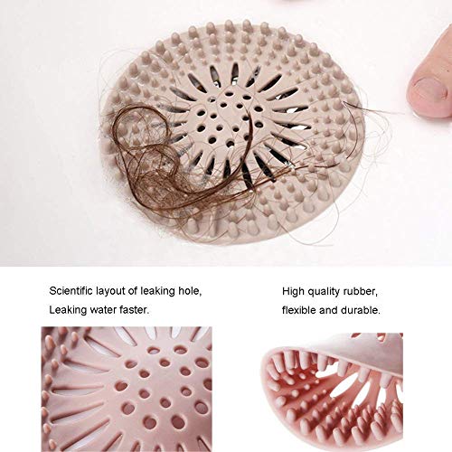 Emoly Silicone Hair Catcher Shower Drain Covers, Easy to Install and Clean Suit,Universal Rubber Sink Strainerfor Bathroom Bathtub and Kitchen (5 Pack)