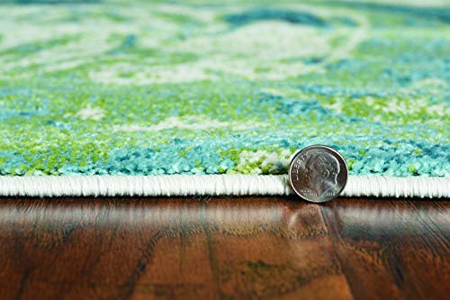 Kas Rugs Watercolors Mid-Century Abstract Area Rug - Teal 6'7" x 9'6"