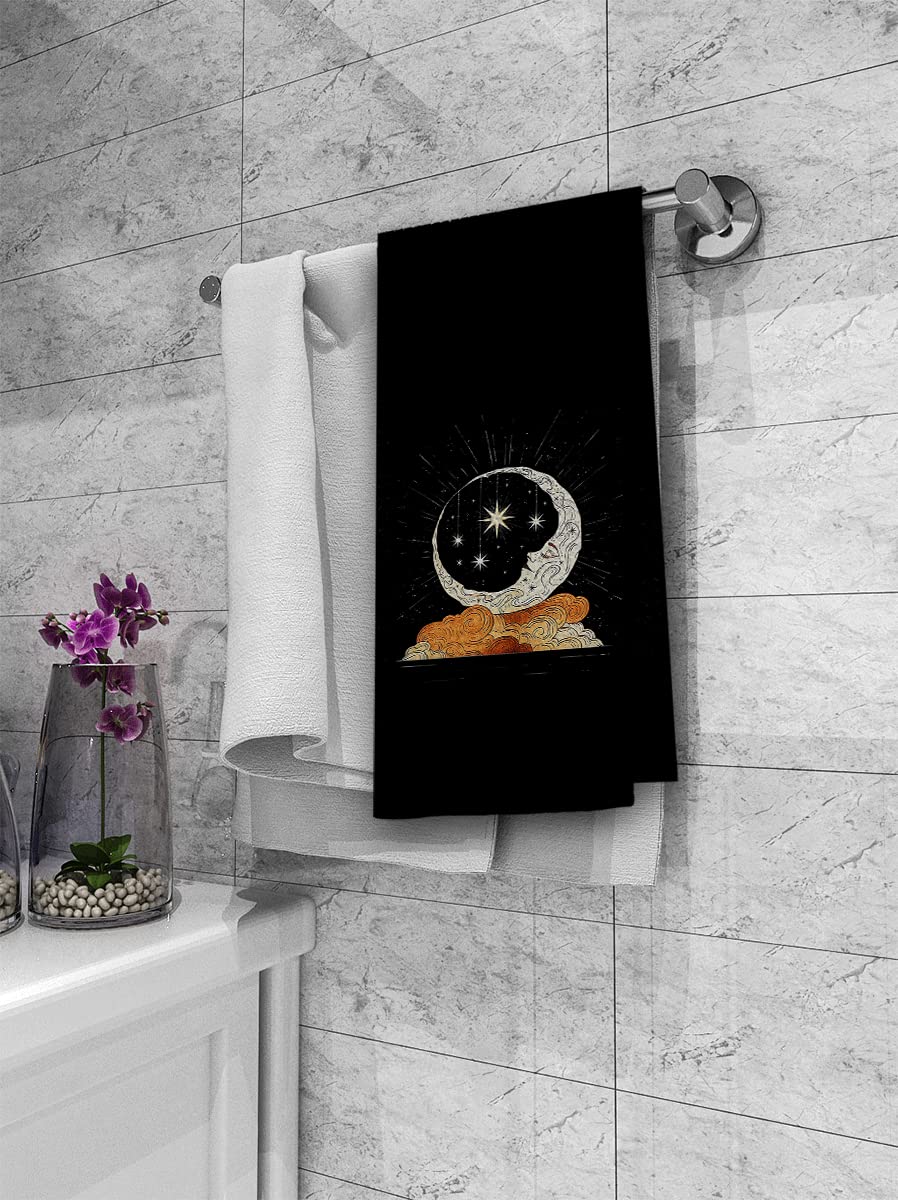 Dibor Tarot Sun Moon and Star Kitchen Towels Dish Towels Dishcloth Set of 2,Boho Astronomy Astrology Decorative Absorbent Drying Cloth Hand Towels Tea Towels for Bathroom Kitchen,Tarot Lovers Gifts