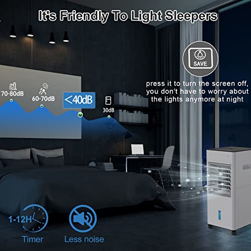 Portable Air Conditioners, 3-IN-1 Air Conditioner Portable for Room, 3 Speeds Evaporative Air Cooler, Fast Cooling Portable AC w/Timer, 52° Oscillation Tower Fan, Remote Swamp Cooler for Office