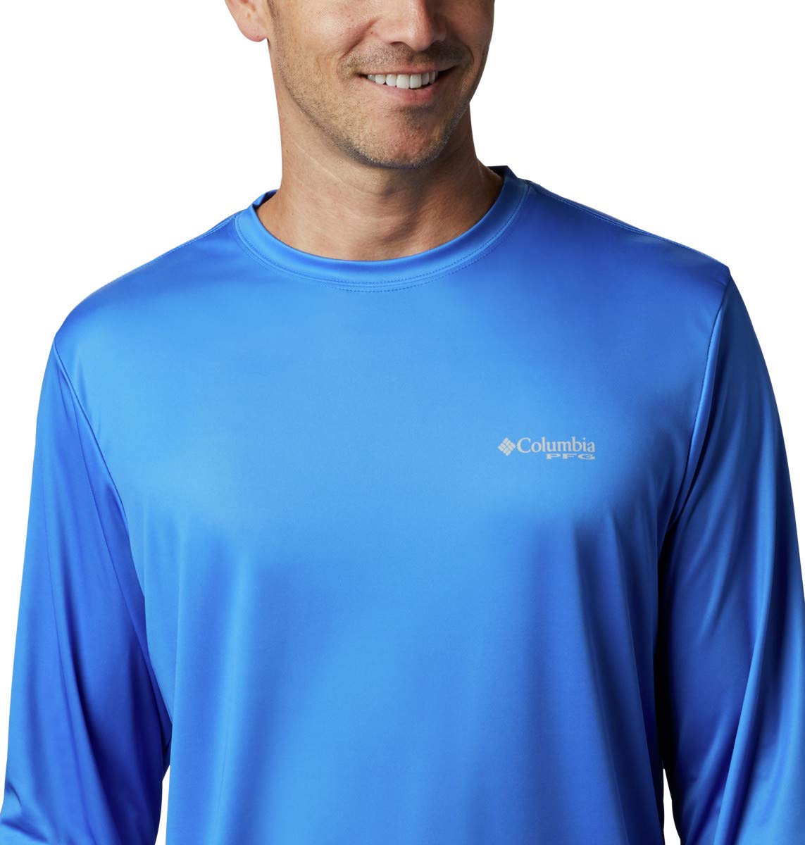 Columbia Men's Terminal Tackle PFG Country Triangle Long Sleeve, Vivid Blue/USA Flag, XX-Large